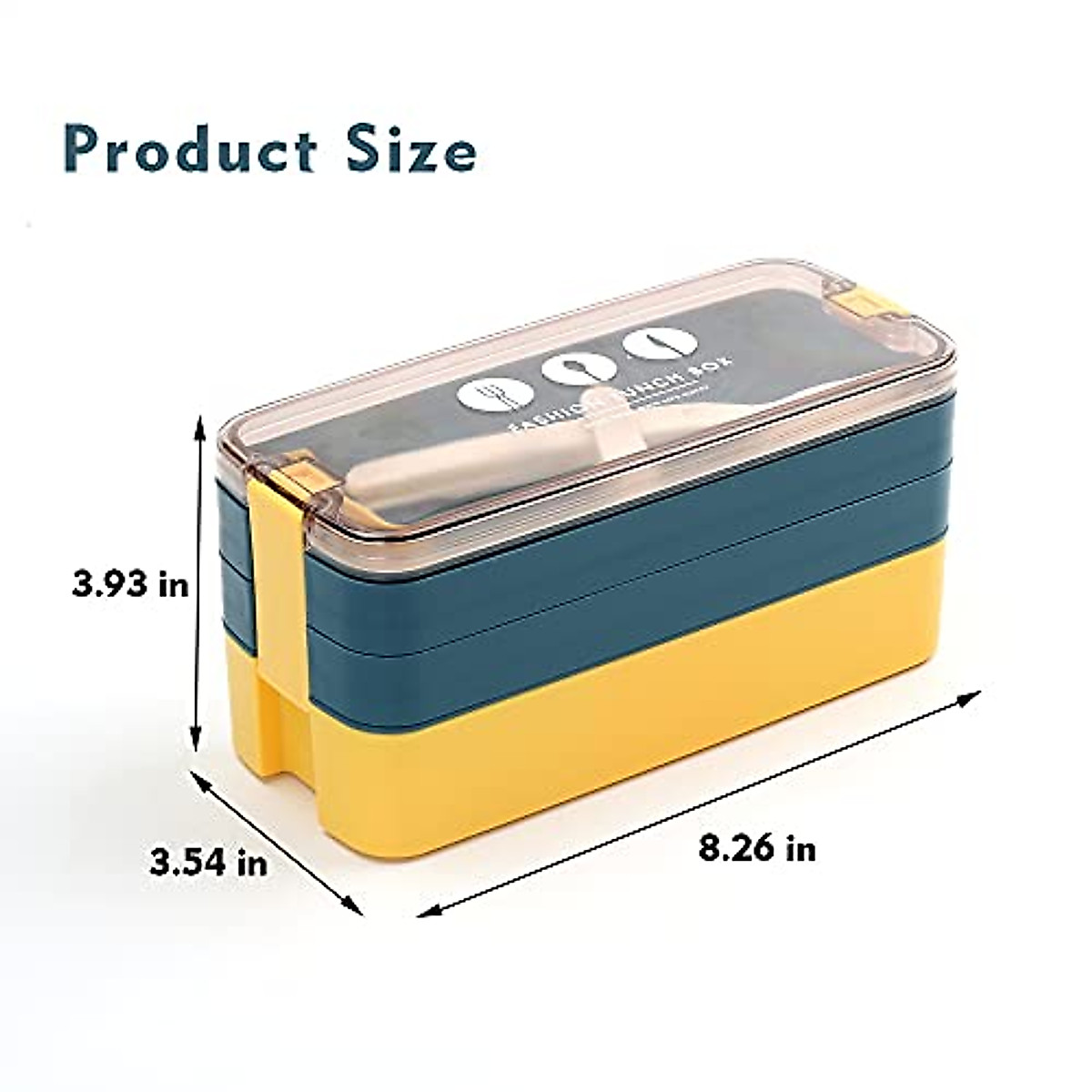 Onanuto Bento Box Adult Lunch Box, 3 in 1 - kids bento box kit with Sandwich Cutters, Microwave Safe Lunch Containers with Lunch Bag Stackable Bento Lunch Box Set (Blue)