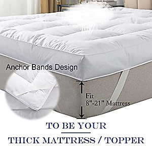 WhatsBedding 5 Inch Goose Down and Feather Bed, Luxury Extra Thick Mattress Topper California King Size, Hotel Collection 1900 GSM Overfilled Pillow Top, Hand Made 1200TC Cotton Fabric, 72x84 Inch