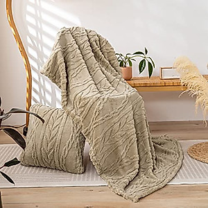 YUSOKI Sherpa Throw Blanket(Without Pillows)-3D Stylish Design Super Soft Fuzzy Cozy Warm Blanket Thick Plush Fluffy Furry Blankets for Teen Girls Women Couch Bed Sofa Chair Men Gift(Tan,50"x65")