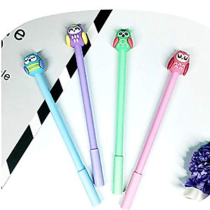 WIN-MARKET Animal Cute Owl Gel Ink Pen Cute Kawaii Black Writing Pens Ballpoint Black Ink Gel Pen Party Gift Gel Ink Pens Funny School Stationery Office Supplies(6PCS)
