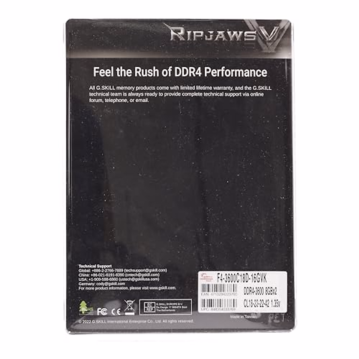 G.SKILL 3600 16GB G.Skill Ripjaws V Kit (2x8GB), Black,F4-3600C18D-16GVK