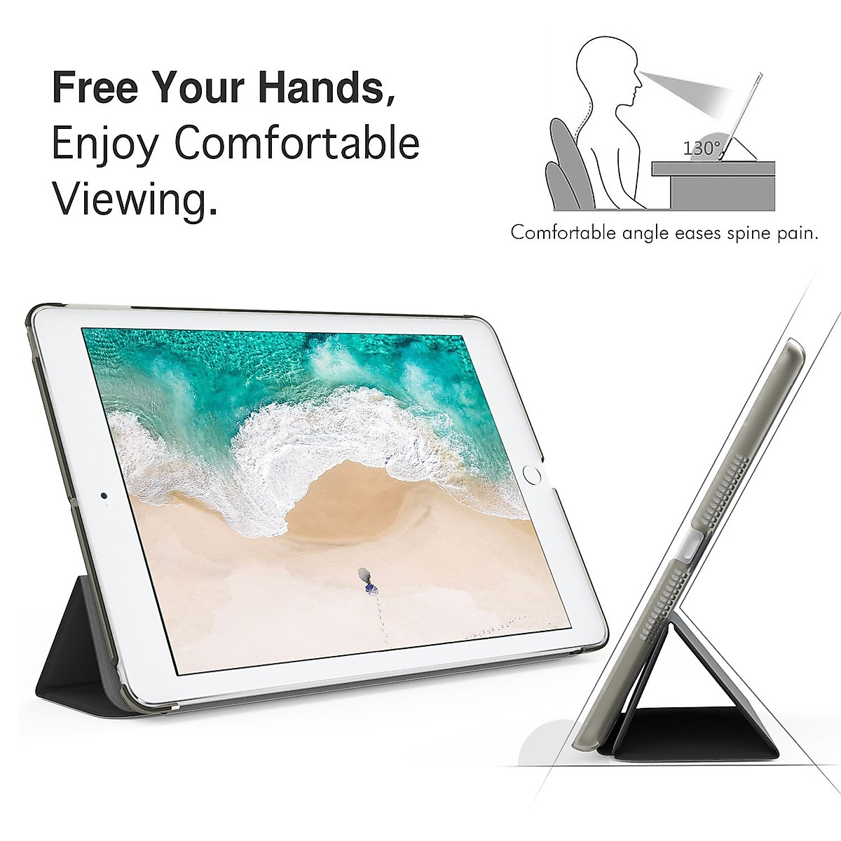 MoKo Case Fit New iPad Air (3rd Generation) 10.5" 2019/iPad Pro 10.5 2017 - Slim Lightweight Smart Shell Stand Cover with Translucent Frosted Back Protector - Space Gray (Auto Wake/Sleep)