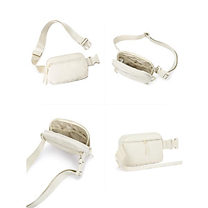 WESTBRONCO Fanny Packs for Women Men, Belt Bag with 4 Zipper Pockets, Fashion Waist Packs, Lightweight Crossbody Bags with Adjustable Strap for Workout/Running/Hiking (Beige)