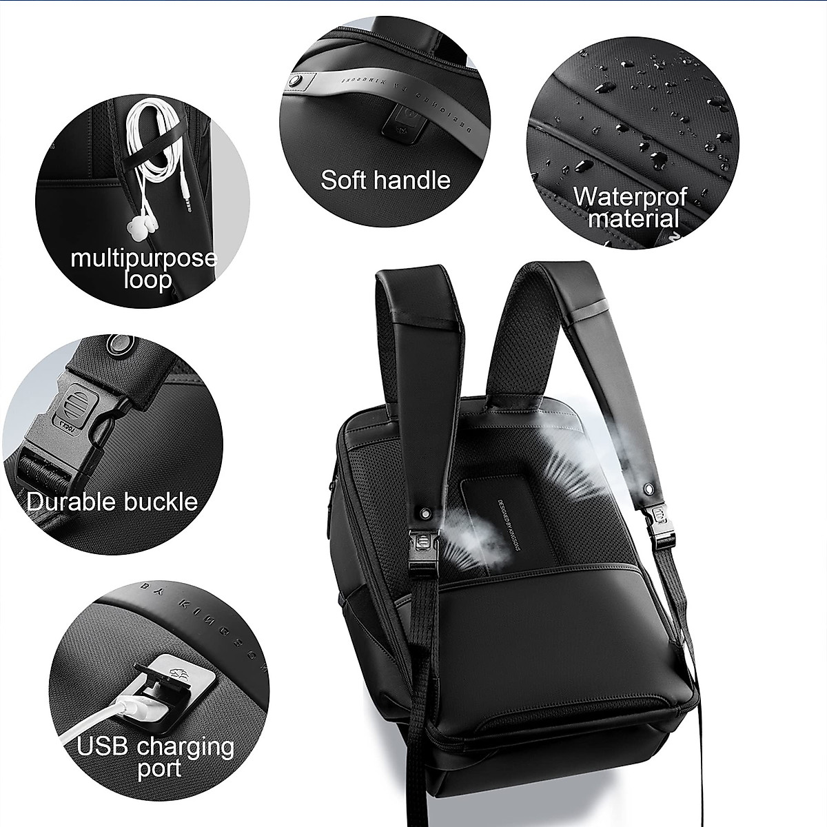 Kingsons Laptop Bag Travel Backpack - Waterproof Laptop Backpack with USB Charging Port, Anti Theft Backpack for Women, Casual Daypack for Business