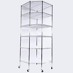 HOMEN 6 Tiers Corner Shelf Adjustable Metal Storage Wire Shelving Unit (Silver)