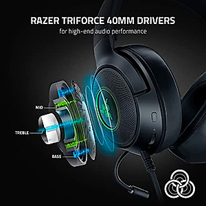 Razer Kraken V3 X Wired USB Gaming Headset: Lightweight Build - Triforce 40mm Drivers - HyperClear Cardioid Mic - 7.1 Surround Sound - Chroma RGB Lighting - Black