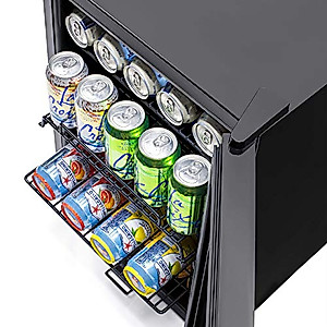 NewAir Beverage Refrigerator Cooler with 90 Can Capacity - Mini Bar Beer Fridge with Right Hinge Glass Door - Cools to 34F - AB-850B - Black