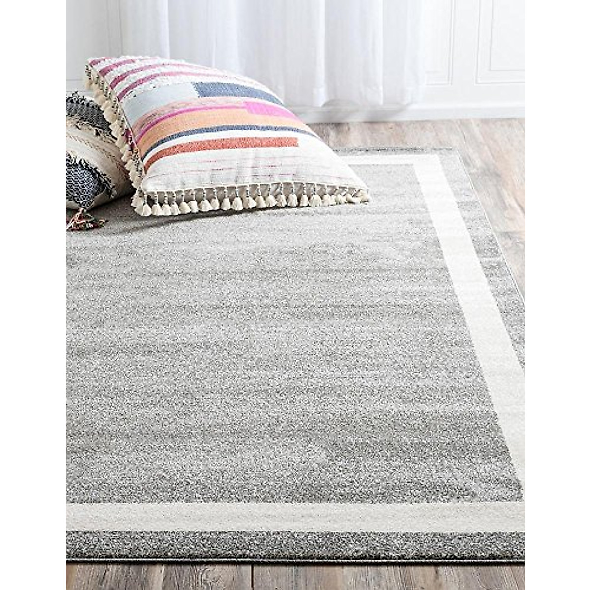 Unique Loom Del Mar Collection Area Rug-Transitional Inspired with Modern Contemporary Design, Rectangular 5' 0" x 8' 0", Gray/Ivory