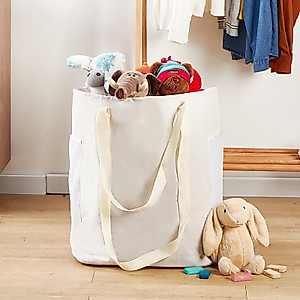 Golden Ample Large 122L Laundry Basket with Lid, Collapsible Drawstring Laundry Hamper, Waterproof Dirty Clothes Laundry Basket with Long Handles for Clothes and Toys, Dorm, Family