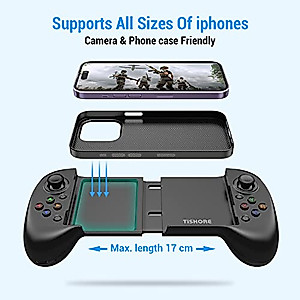 TISHORE Mobile Gaming Controller for iPhone-With a Hard Travel Case Bluetooth Wireless Gamepad 25 Hours Ultra-Long Standby- Xbox Cloud, Steam Link, PS Remote Play,GeForce Now, MFi Apple Arcade Games