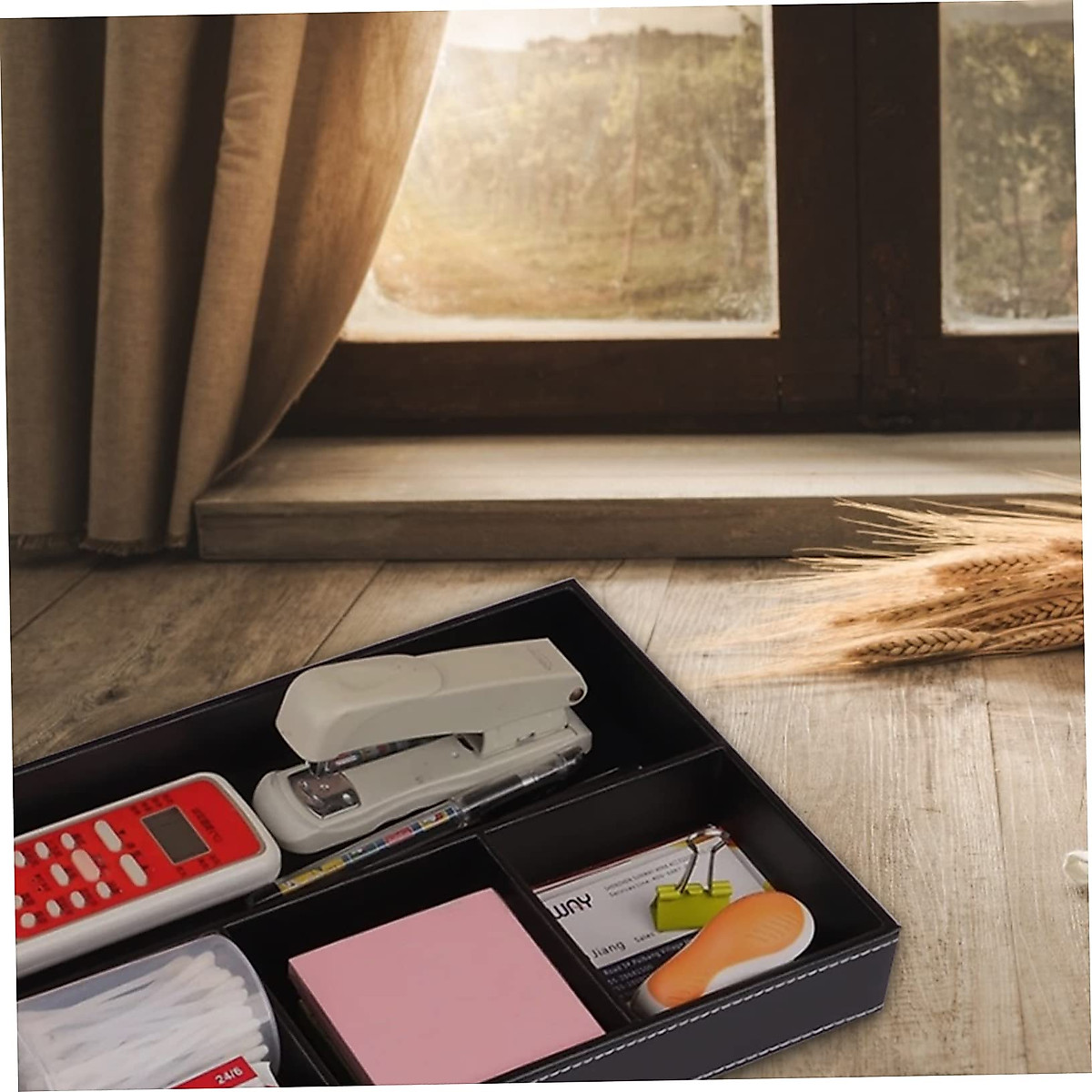 Holibanna 1pc Partition Storage Box Cosmetic Containers Jewelry Organizer Tray Household Storage Case Vanity Tray Dresser Organizer Valet Storage Rack Multi Compartment Man Leather