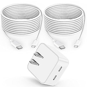 iPhone 14 13 Fast Charger, 40W Dual USB-C Quick Wall Charger[MFi Certified] 2pack 6FT Long Lightning Cable+Double Port Foldable USBC Apple Charger Fast Charging for iPhone 14/13/12/11/XR/XS/SE/iPad