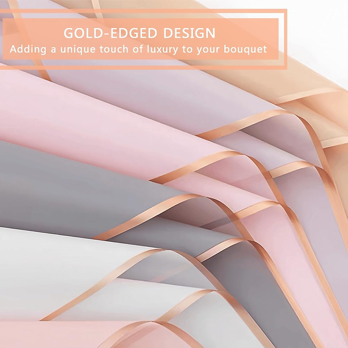 BBJ WRAPS Korean Style Waterproof Floral Wrapping Paper Sheets Fresh Flower Bouquet Wrap Gift Packaging Florist Supplies, 20 Sheets-23.6x23.6 inch (White)