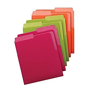 Smead Organized Up Heavyweight Vertical File Folders, Dual Tabs, Letter Size, Bright Tones, 6 per Pack (75406)