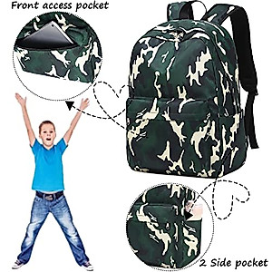 Jumpopack Backpack for Teen Boys Girls Backpack School Backpacks for Kids Backpack for Elementary Middle School Bookbags for Boys Teens and Pencil Case Set (Green Camo)