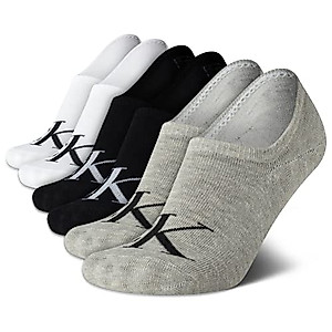 Calvin Klein Women's Socks - Comfort Cuff Sneaker Liner (6 Pack), Size 4-10, Grey Logo Assorted