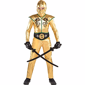 amscan Fighter Ninja Party Costume Kit - Child Medium (8-10), Gold - 1 Set