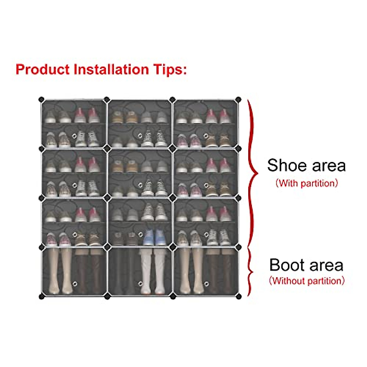 ArtBeauty Portable Shoe Rack Organizer, Plastic Cube Storage 42 Pair Tower Shelves Shoe Storage Cabinet Stand,Modular Cabinet for Hallway Bedroom Closet Entryway, 8 Tier Black