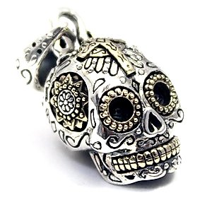 COSUMOSU Mexican Skull Sugar 1.18inch Cross 925 sterling silver Pendant
