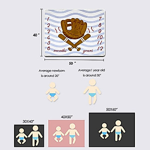 Homegician Baby Cotton Swaddle Blanket, Baseball Design, 40x50 Inch, Includes Props, Marker, and Birth Announcement Cards, Unisex