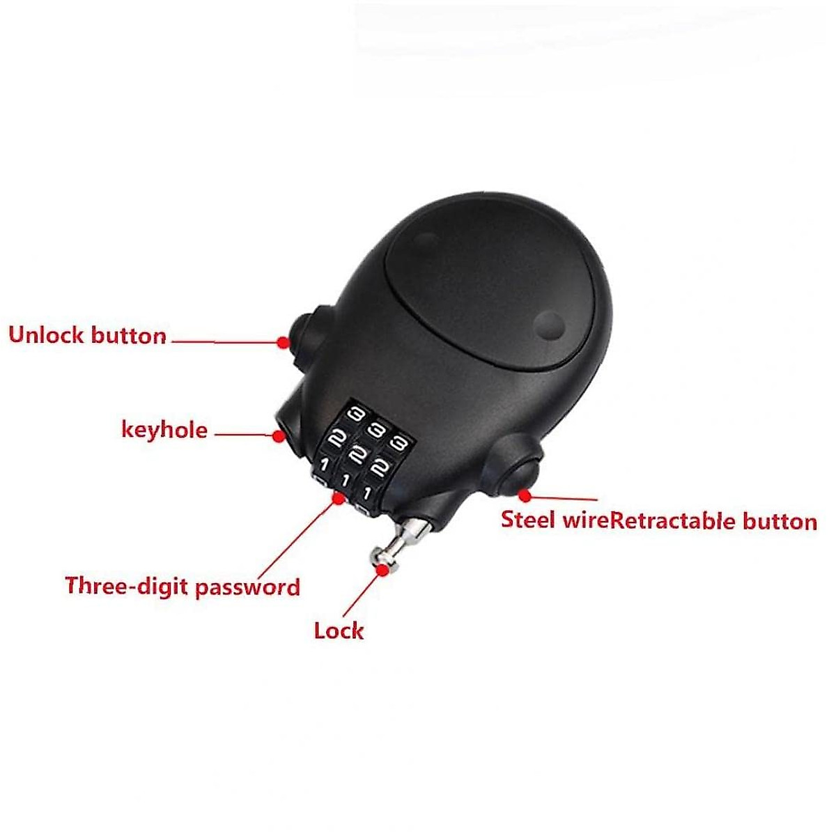 Froiny Retractable Cable Lock Mini Lock Number Padlock Luggage Locks with Cable for Suitcases Bike Snowboard Stroller