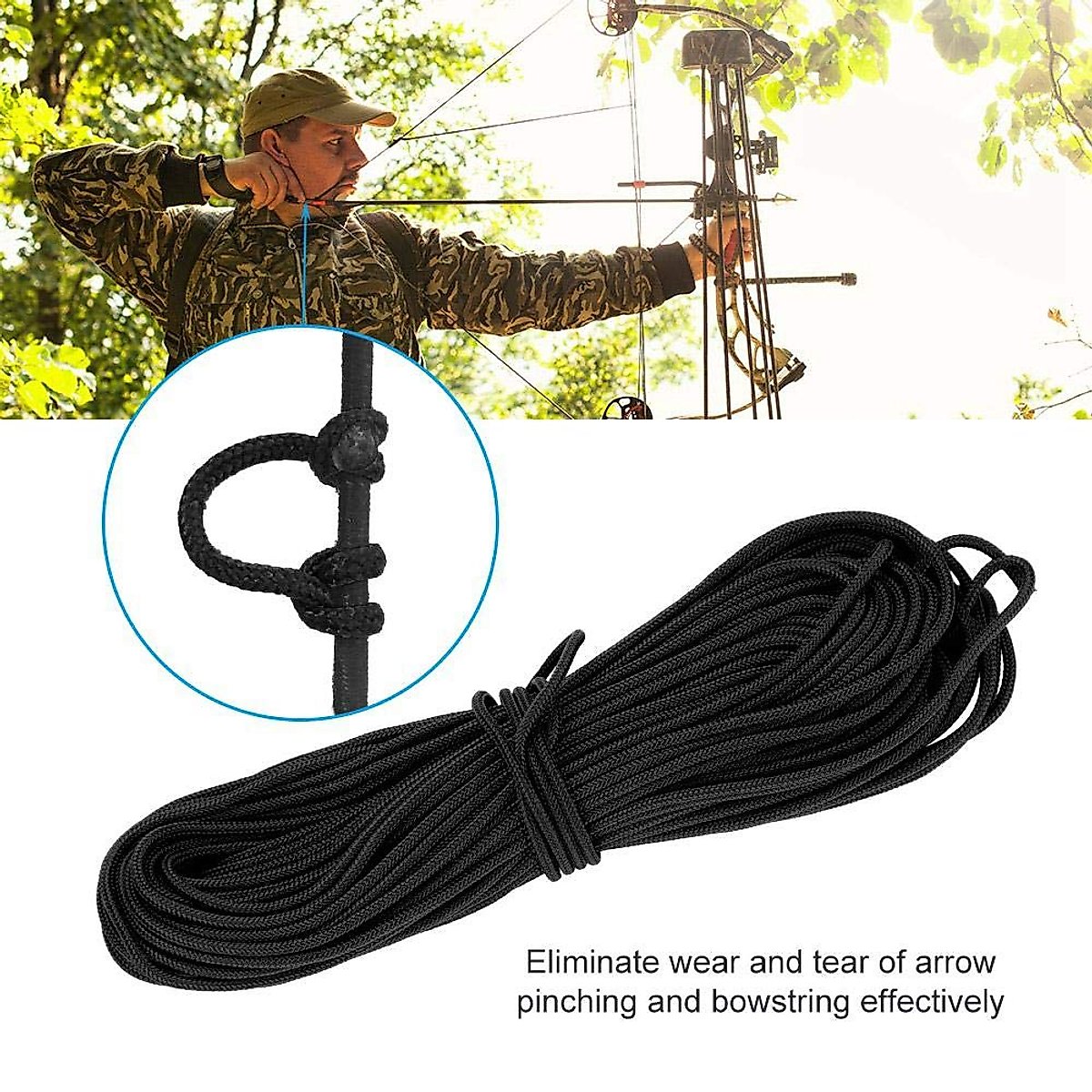 VGEBY Bowstring Loop, Archery Compound Bow D-Loop Rope Wire String Bow Release Nock Loop Accessory(Black) Bcy 24 D Loop Material 2.44Mm Archery Rope D Loop
