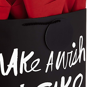 Hallmark 15" Extra Large Gift Bag with Tissue Paper for Birthdays (Happy B-Day, Black and Silver)
