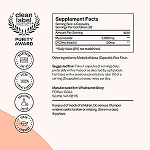 Myo-Inositol & D-Chiro Inositol Blend Capsule | 30-Day Supply | Most Beneficial 40:1 Ratio | Hormonal Balance & Healthy Ovarian Function Support for Women | Vitamin B8 | 120 Inositol Supplement Caps