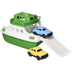 Green Toys Ferry Boat, Green/White CB - Pretend Play, Motor Skills, Kids Bath Toy Floating Vehicle. No BPA, phthalates, PVC. Dishwasher Safe, Recycled Plastic, Made in USA.