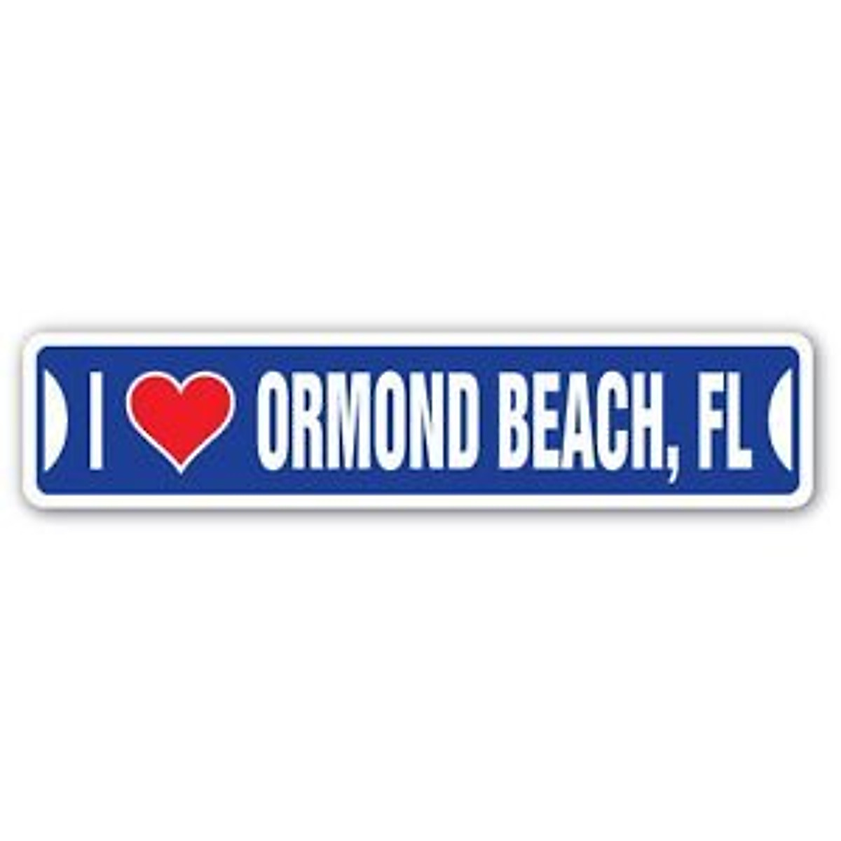 3 Pack: I LOVE ORMOND BEACH, FLORIDA Custom Street Signs- Sticker - Construction Toolbox, Hardhat, Lunchbox, Helmet, Mechanic, Luggage, Skateboard, Surfboard, Bumper