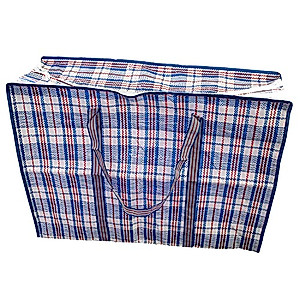 SQXBK 80L Extra Large Storage Bag 70 x 50 x 25cm / 28 x 20 x 10inch Blue Checkered Water Resistant Organizer Bag Moving Bag Carrying Tote with Zipper and Carrying Handle for Clothes Bedding Comforter, Pillow