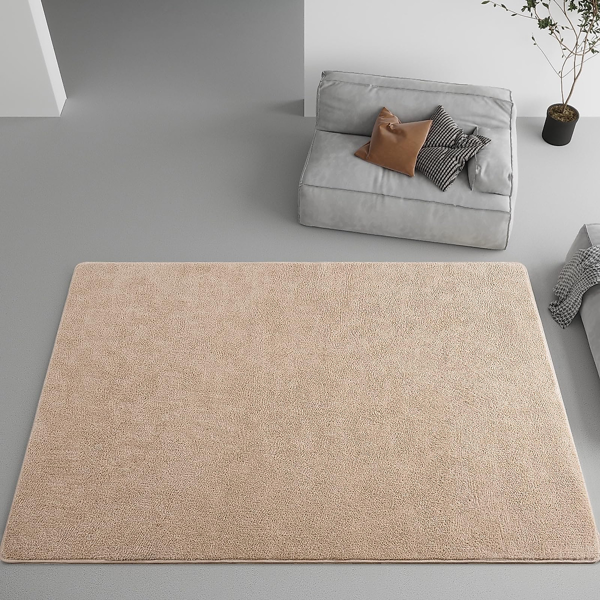 DweIke Large Area Rugs for Bedroom Living Room, 6x9 ft Beige Thickened Memory-Foam Indoor Carpets, Minimalist Style Carpet Suitable for Boys Girls and Adults with Super Soft Touch, Washable Rug