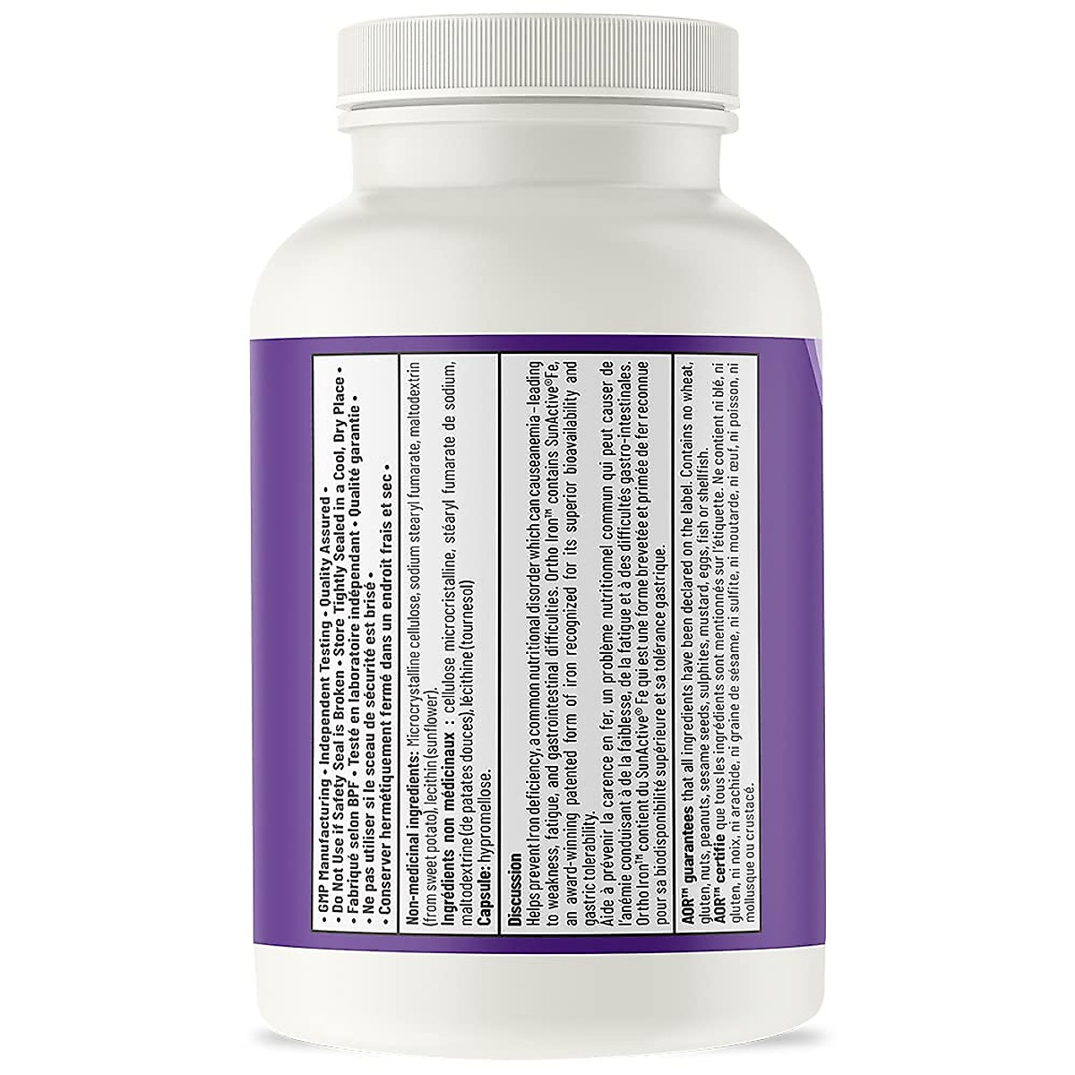 AOR, Ortho Iron, Supports iron absorption & gastric tolerability, healthy red blood cell formation, Dietary Supplement, Vegetarian, 60 servings (60 Capsules).