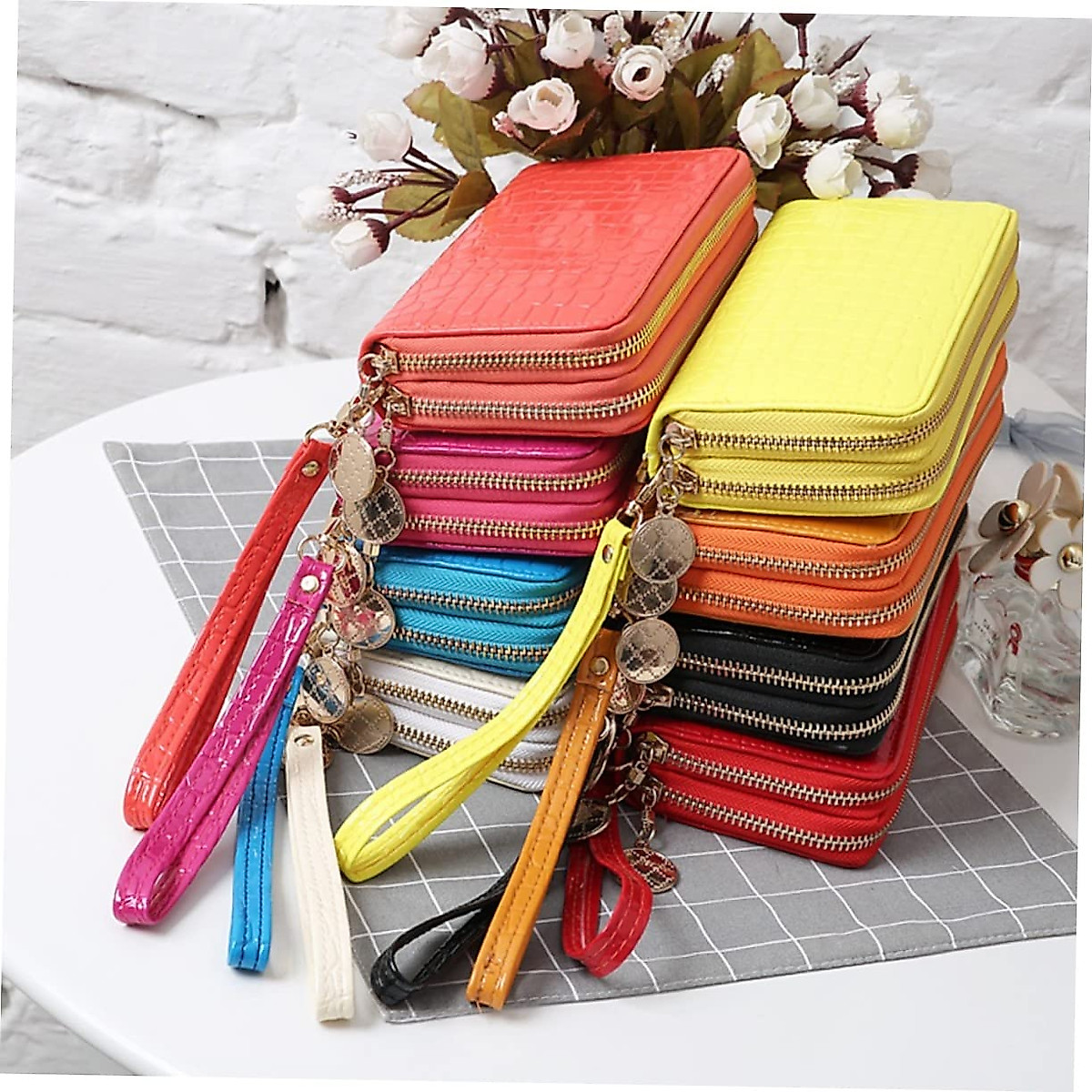 VALICLUD Small Wallet for Women Wallets for Women Mens Wallet Women Wallet Travel Essentials Women Purse Leather Wallets Crossbody Wallet Purse Long Purse Women's Clutch Strap Double Zipper