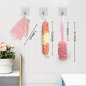 Back Scrubber for Shower, Long Handle Back Loofah Shower Brush, Soft Nylon Mesh Back Cleaner Washer, Loofah On a Stick for Men Women, Loofah Sponge Exfoliating Body Scrubber for Skin Care