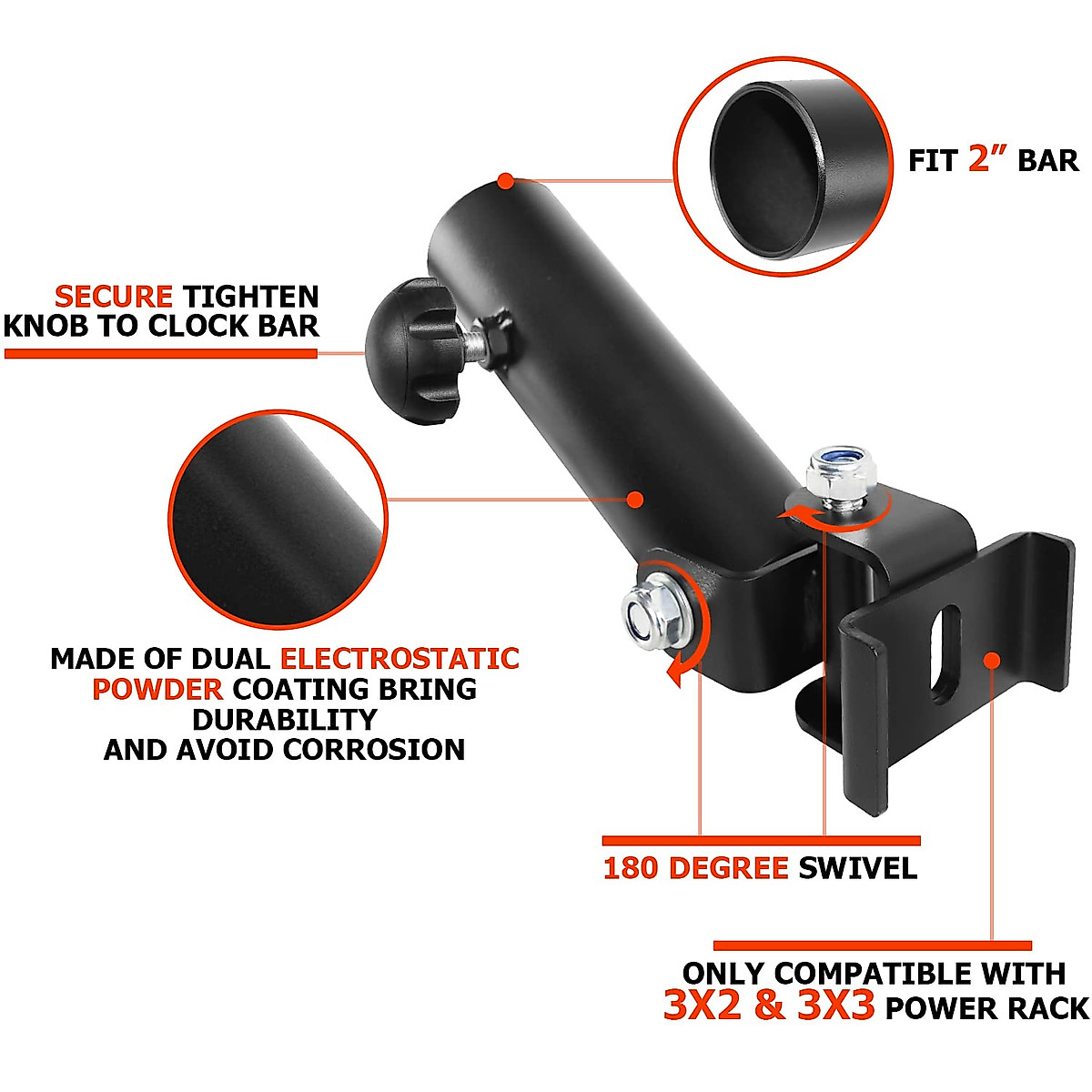 A2ZCARE Power Rack Mounted Landmine Attachment, T Bar Row Landmine Base, Fit 2-inch Olympic Row Bar, Compatible with 3x2 & 3x3 inch Power Cage