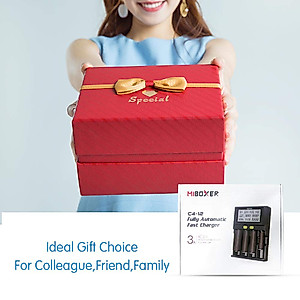 MiBOXER Fastest 18650 Battery Charger,3A/Bay Quick Charging Chargeable AA AAA D 26650 18490 18350 18500 RCR123 Li-ion/IMR/INR/ICR/Ni-MH/Ni-Cd,LCD Display,Smart Temperature Control