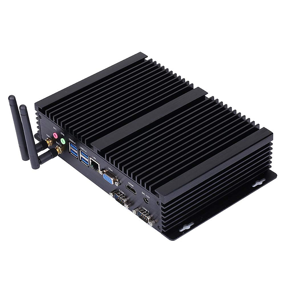 HUNSN Fanless Industrial PC, Mini Computer, I5 4200U 4250U 4258U 4278U, Windows 11 or Linux Ubuntu, IM03, VGA, HDMI, LAN, 2 x COM RS232, 2 x USB2.0, 4 x USB3.0, 16G RAM, 256G SSD