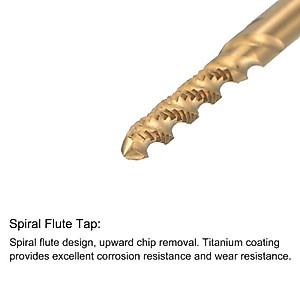 uxcell M2 x 0.4 Spiral Flute Tap and 1.6mm Twist Drill Bit Set, Metric Titanium Plated 6542 High Speed Steel Machine Threading Screw Thread Tap Drilling Tool