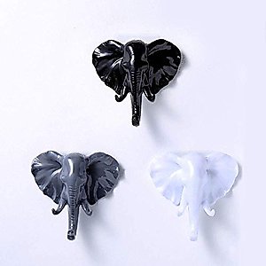 3 Pack Elephant Head / Deer Head Single Wall Hook/Hanger Animal Shaped Coat Hat Hook Heavy Duty, Rustic, Decorative Gift (Elephant)