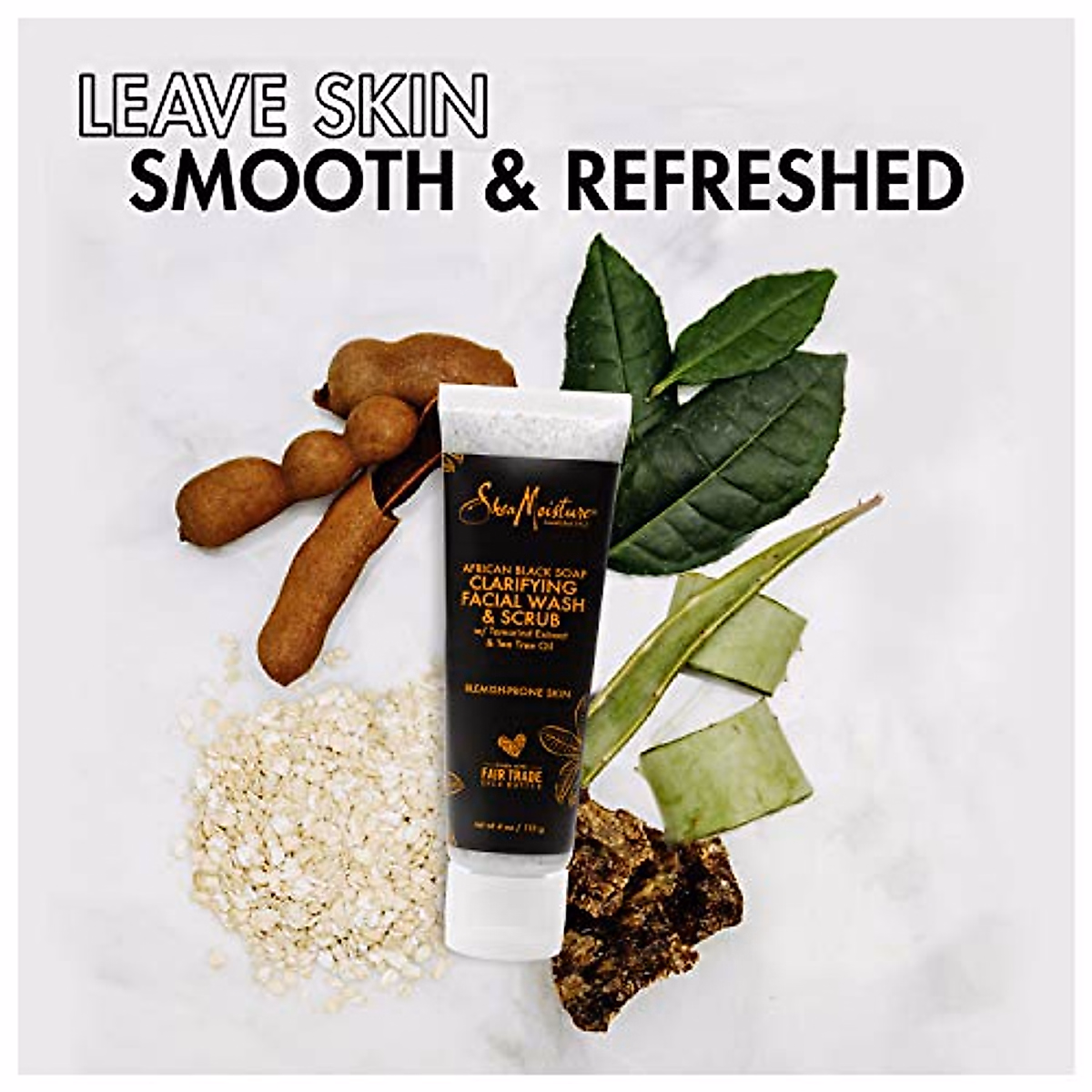 Sheamoisture Facial Wash and Scrub for Blemish Prone Skin African Black Soap to Clarify Skin 4 oz