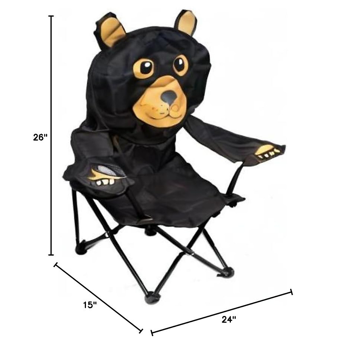 Wilcor Kids Folding Camp Chair with Cup Holder and Carry Bag - Black Bear