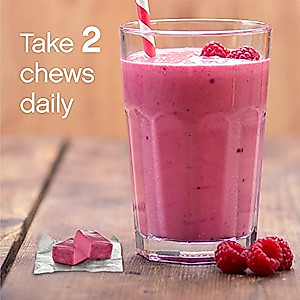 NeoCell Collagen Peptides Vitamin C & Hyaluronic Acid, Gluten Free, Supports Hair, Skin, & Nail Health, Collagen Type 1 and 3, Beauty Bursts, Fruit Punch, 60 Soft Chews