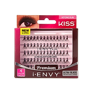 iENVY Knotted Individual Lash Ultra Black (Long) 2X Volume 4 Trays Multi Pack 280 Lashes Voluminous Glamorous Look