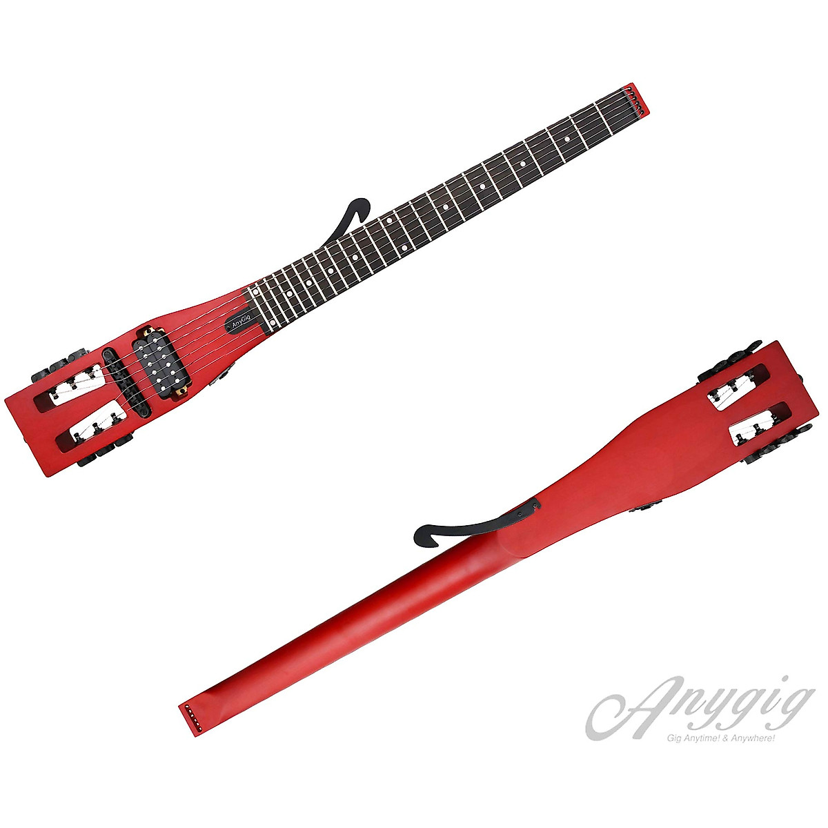 Anygig Electric Guitar Practice Portable Travel 82CM 1.6KG Cherry Matte 25.5" Full Scale with Gigbag Right Handed