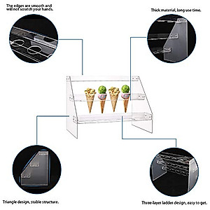 Fivtyily Clear Acrylic Food Cone Display Stand Rack Ice Cream Cone Serving Holder for Buffets Party (4 Layer, 24 Hole)