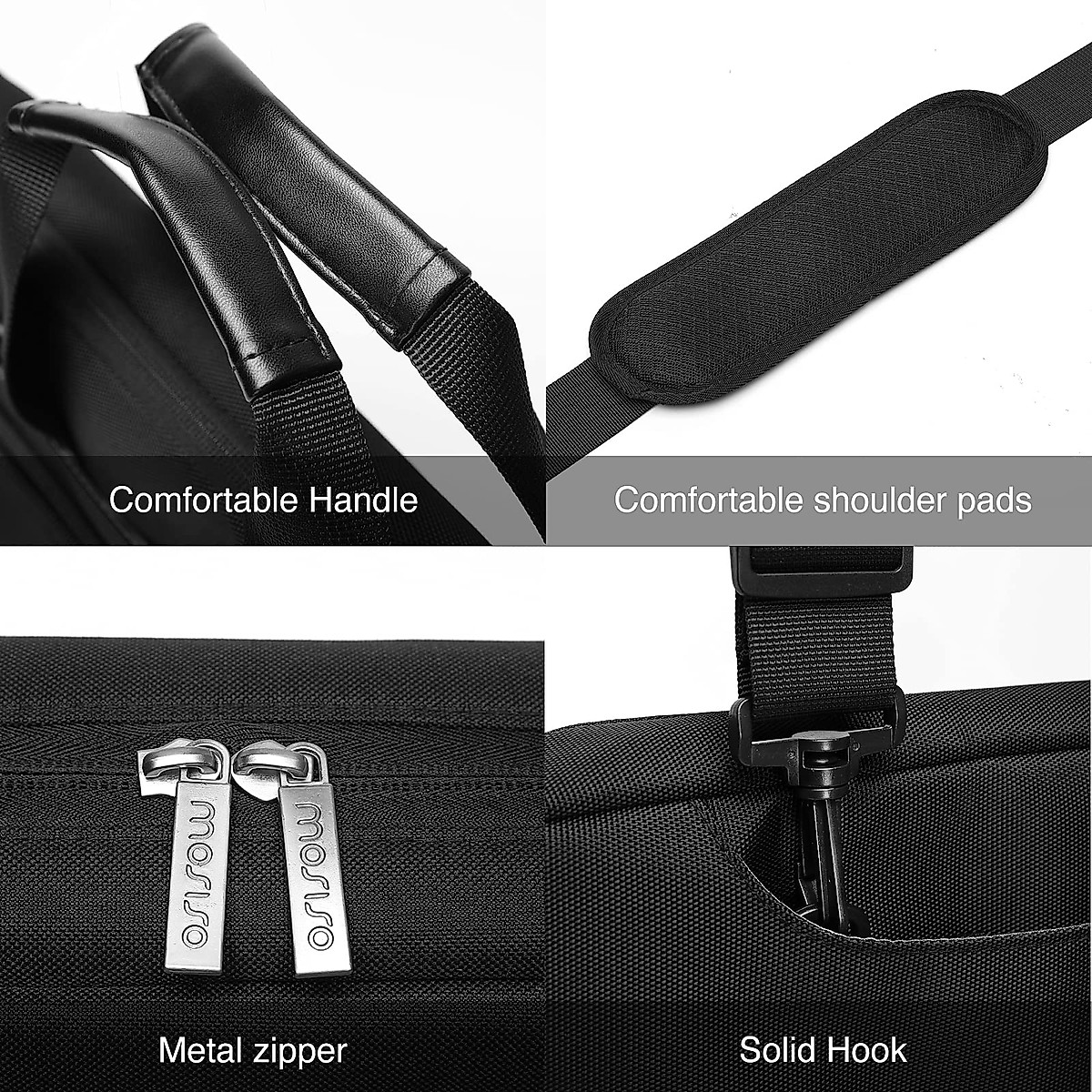 MOSISO 360 Protective Laptop Shoulder Bag Compatible with MacBook Air 15 M2 A2941 2023/Pro 16 2023-2019 A2780 A2485 A2141, 15-15.6 inch Notebook with 2 Same Front Organizer Pockets & Belt, Black