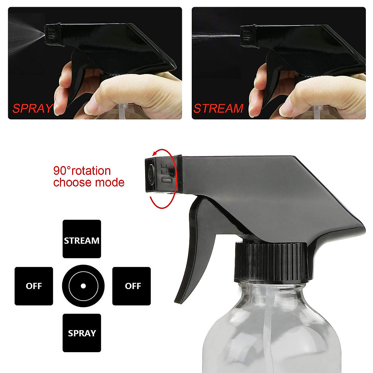 Maredash Clear Spray Bottles, Clear Glass Storage Bottle w/Black Trigger Sprayer & Labels & Lids, Refillable Container for Water, Essential Oils, Cleaning Products, etc (8 oz, 6 Pcs)…