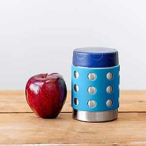 LunchBots Thermal 12 oz Triple Insulated Thermos - Hot 6 Hours or Cold 12 Hours - Leak Proof Thermos Soup Jar - All Stainless Interior - Navy Lid - Aqua Dots