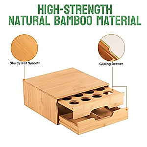 Bamboo Coffee Pods Holder Capsules Storage Drawer Compatible with Keurig K Cup Pods 2-tier K Cup Tea Bag Organizer for Kitchen Office Coffee Bar